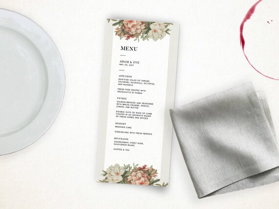 Printable Wedding Invitation Set / Menu / Customizable | Etsy
