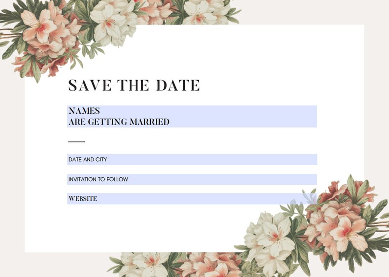 Printable Save the Date Card / Weddings / Customizable Template ...