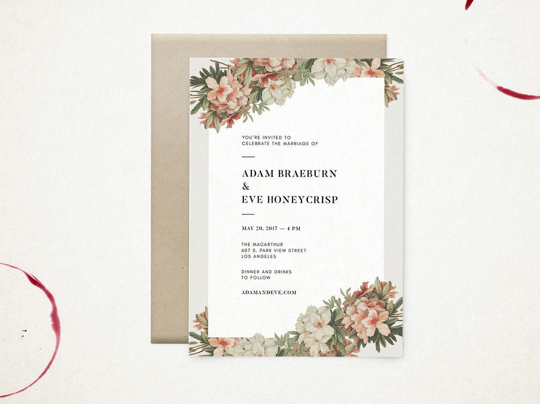 Printable Wedding Invitation Set / Invitation and RSVP Card ...