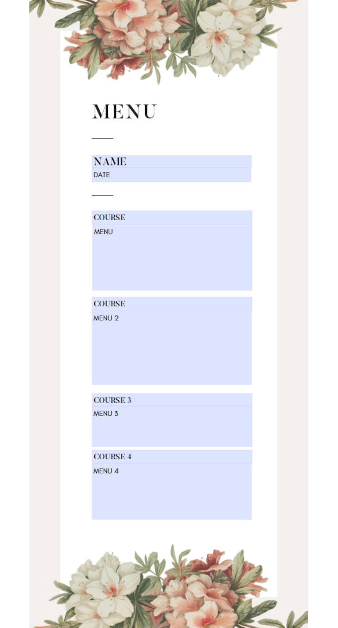 Printable Wedding Invitation Set / Menu / Customizable Template ...