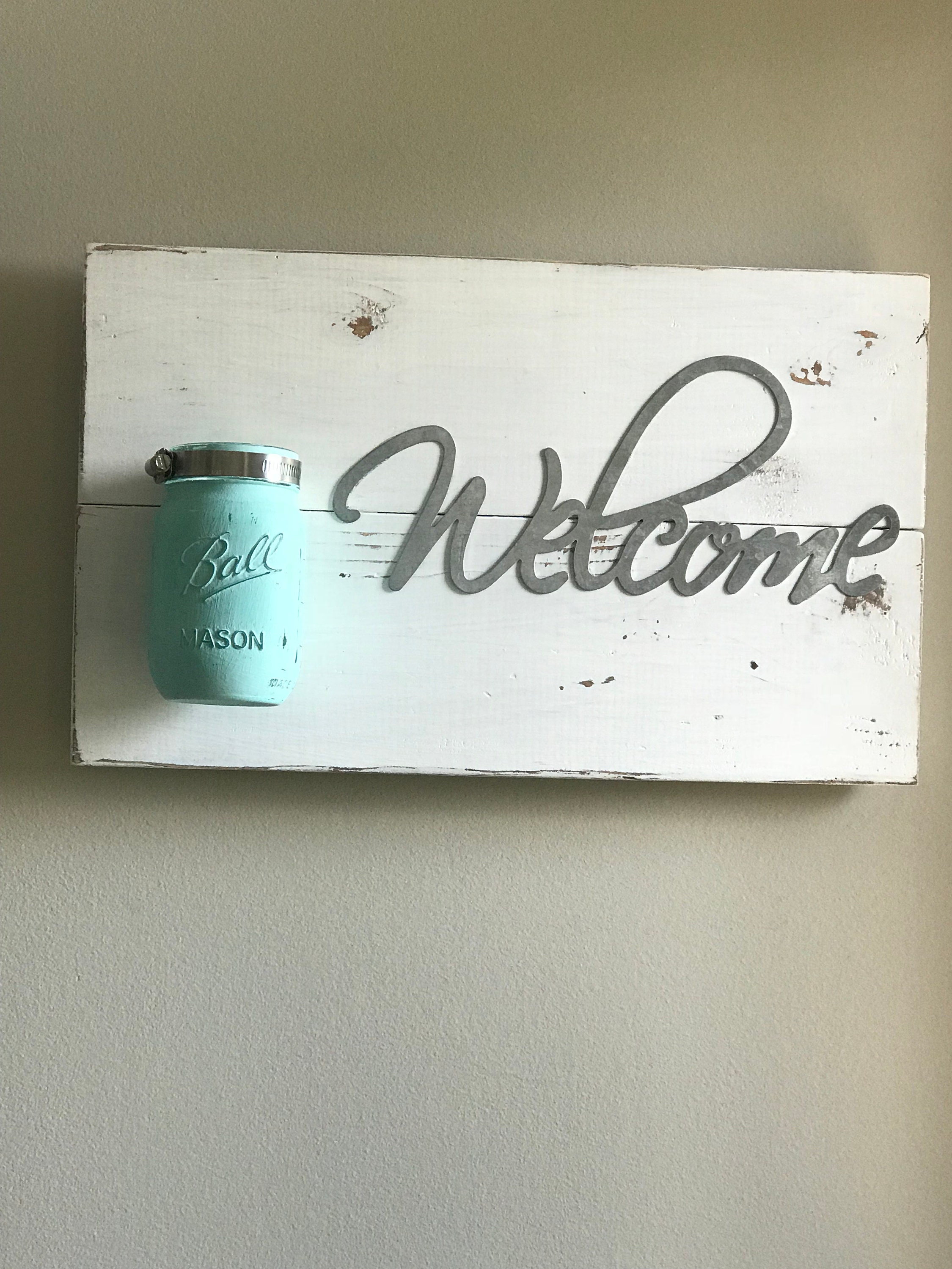Rustic Mason Jar Welcome Sign - Etsy