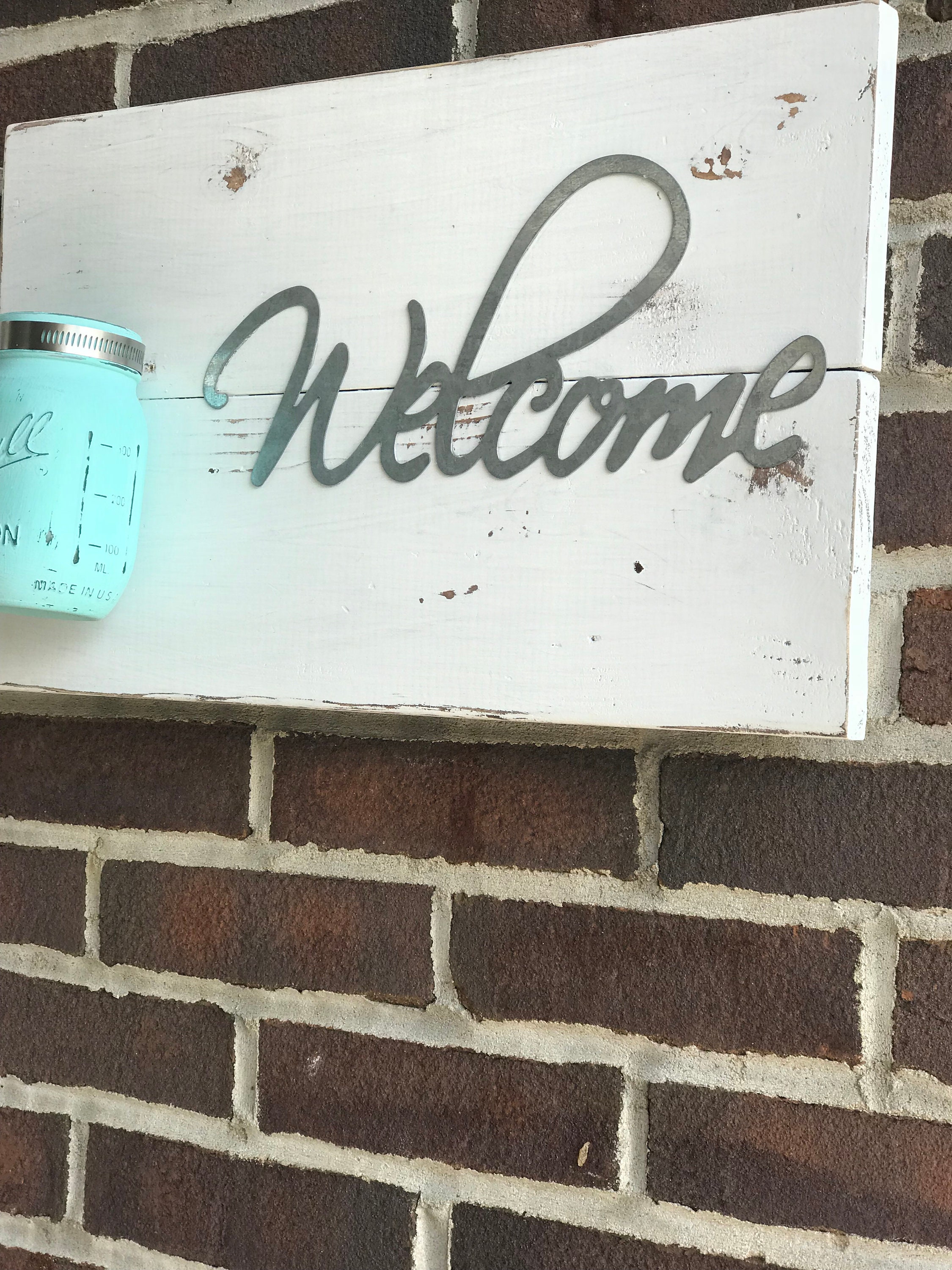 Rustic Mason Jar Welcome Sign - Etsy