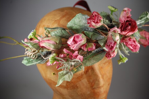 Pink Frosted Rose Flower Crown Garden Flower Headpiece | Etsy