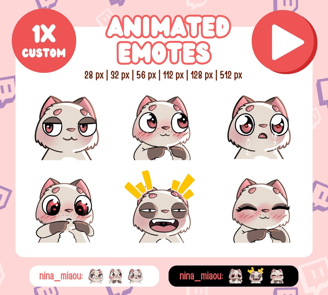 Twitch Emotes Custom Discord, Chibi, Cute, Cartoon, Pet Personalized ...