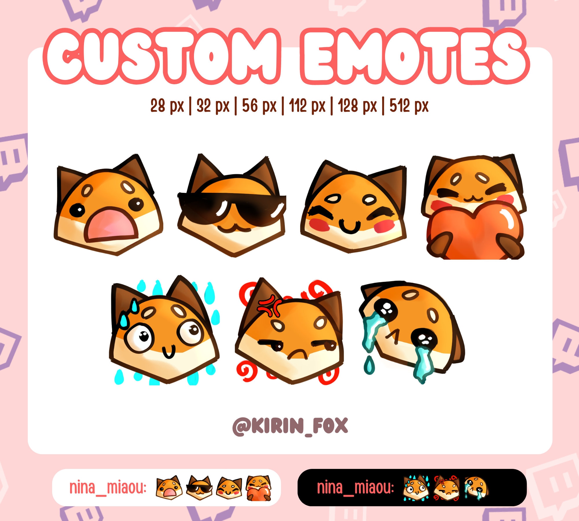 Twitch Emotes Custom Discord, Chibi, Cute, Cartoon, Pet Personalized ...