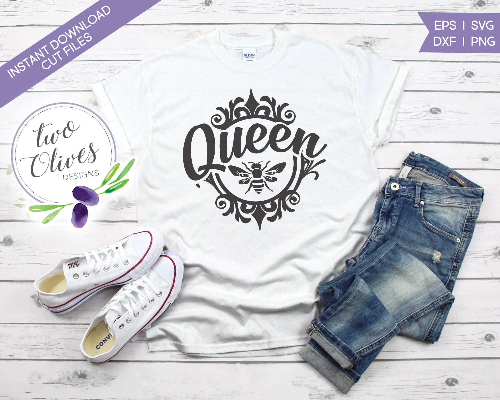 Queen Bee Design EPS SVG PNG Instant Download | Etsy