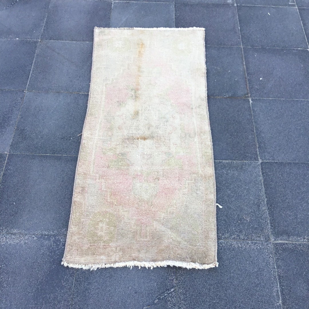 2x4 Pale Pink Rug, Turkish Door Mat Rug, Handmade Rug, Vintage Door Mat ...