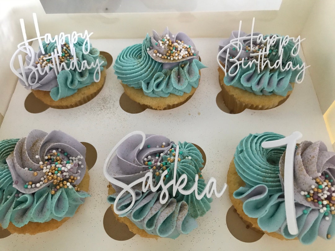 Cupcake charm, Acrylic cupcake toppers, 1st birthday topper, Number ...