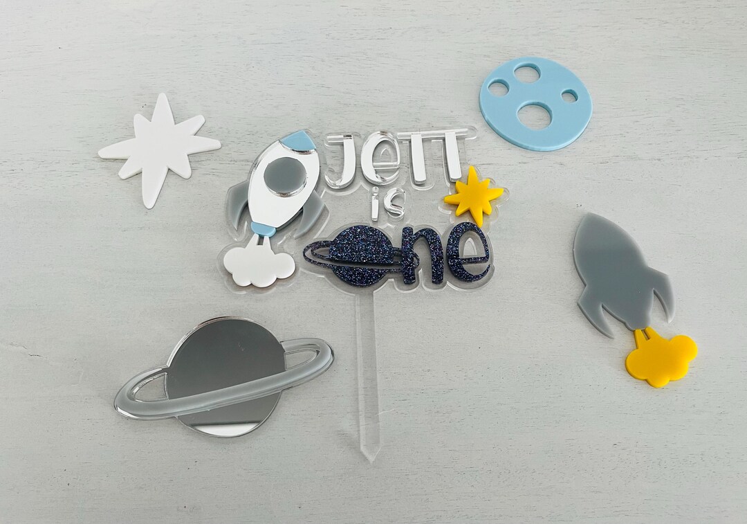 Space Cake Topper, Rocket Cake, Space Theme Cake Topper, Boys 1st ...