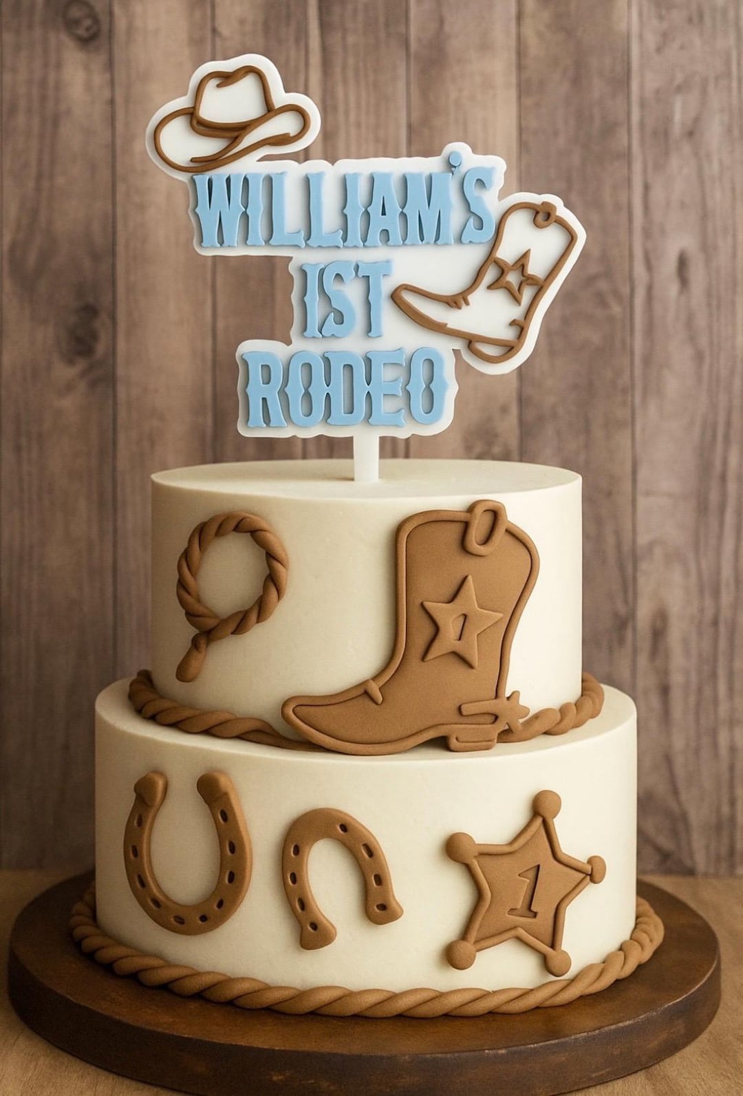 My First Rodeo Cake Topper, Personalised Cowboy Theme, Boys 1st Cake ...