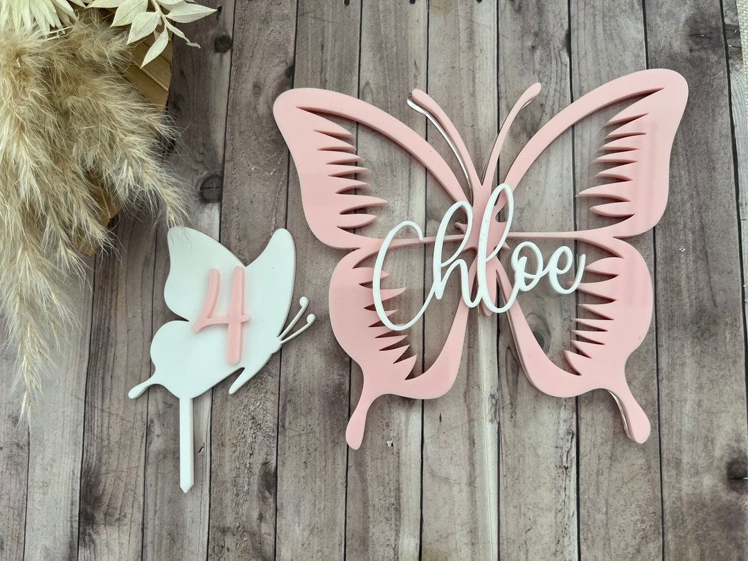 Butterfly Cake Topper, Butterfly Theme, Girls Birthday Topper, Princess ...