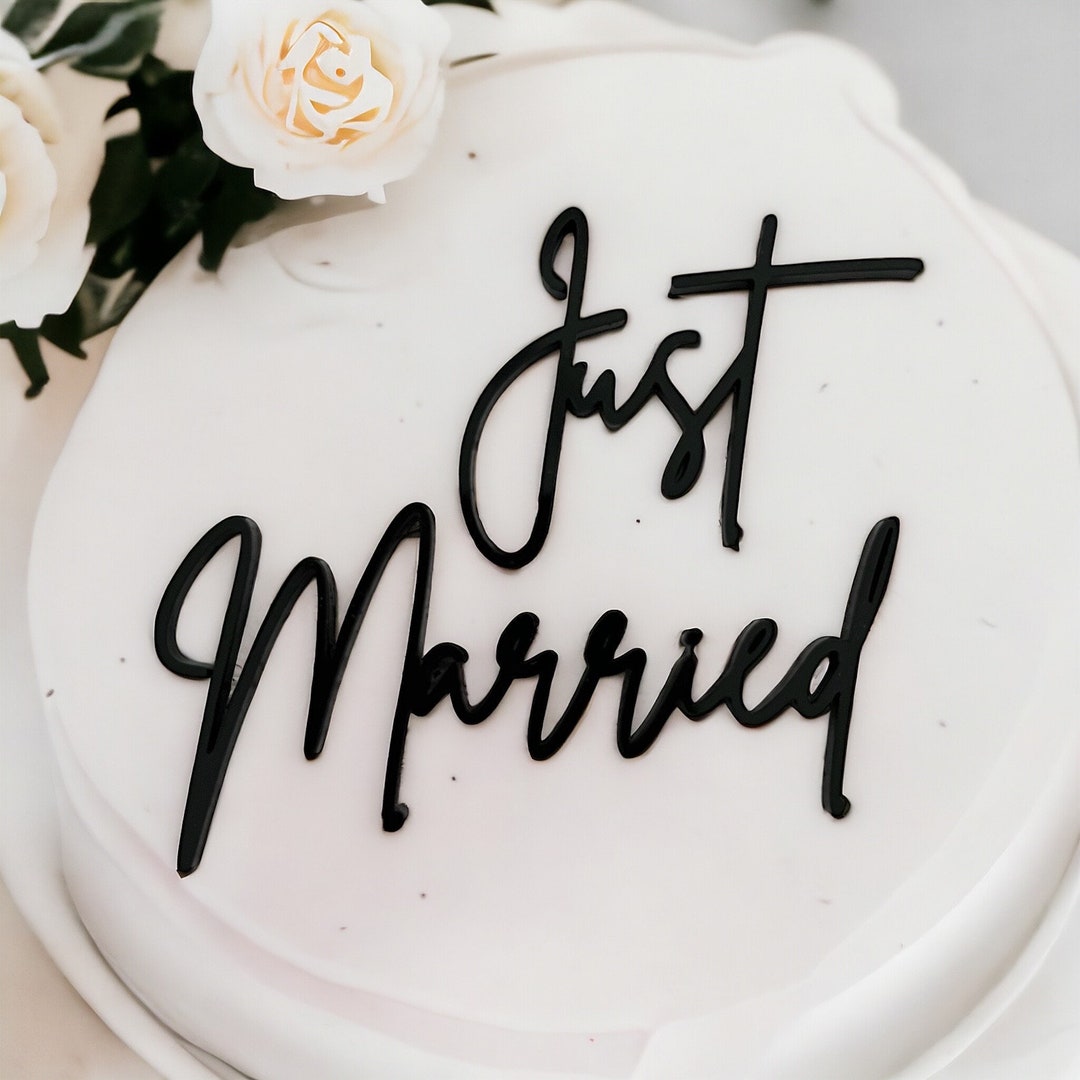 Just Married Cake Charm, Wedding Cake Plaque, Just Married Cake Plaque ...