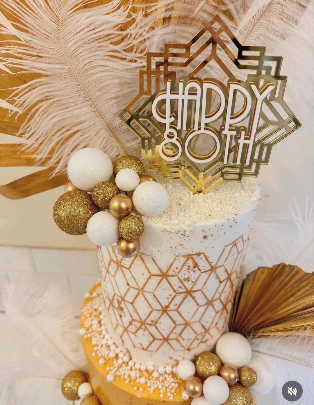 Art Deco 80th Birthday Cake Topper, Vintage Style Cake Sign, Elegant ...