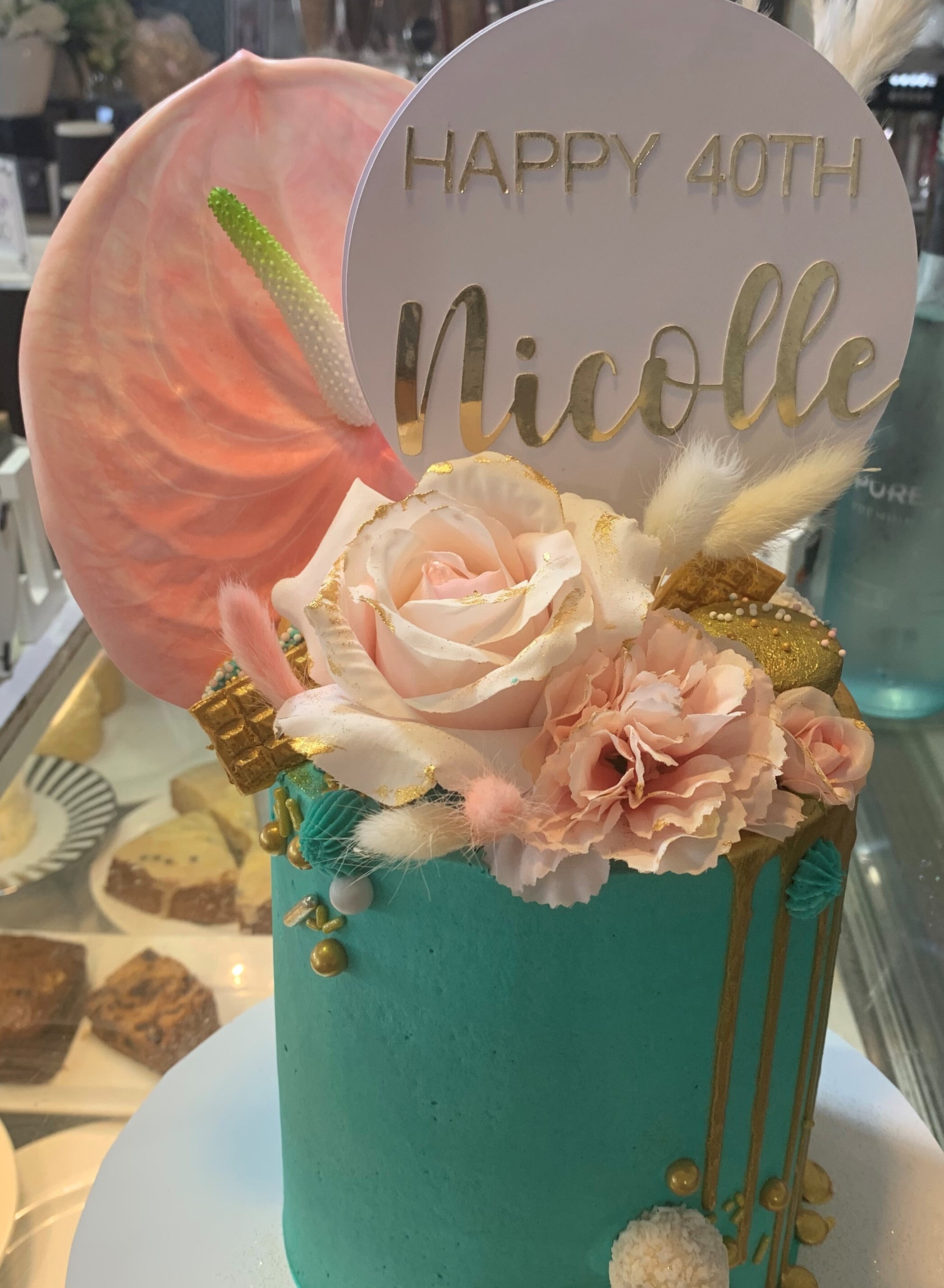 Personalised 40 cake topper White and gold cake topper 40th | Etsy