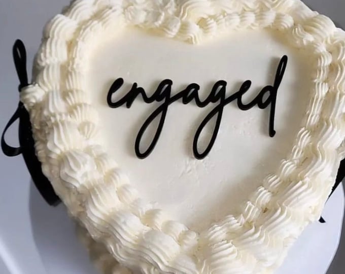 Engaged Cake Charm, Acrylic Cake Plaque, Engagement Cake Topper ...