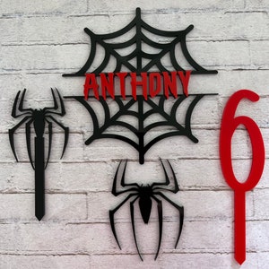 Spider Web Cake Topper, Spider Party Decor, Superhero Cake Topper, Boys ...