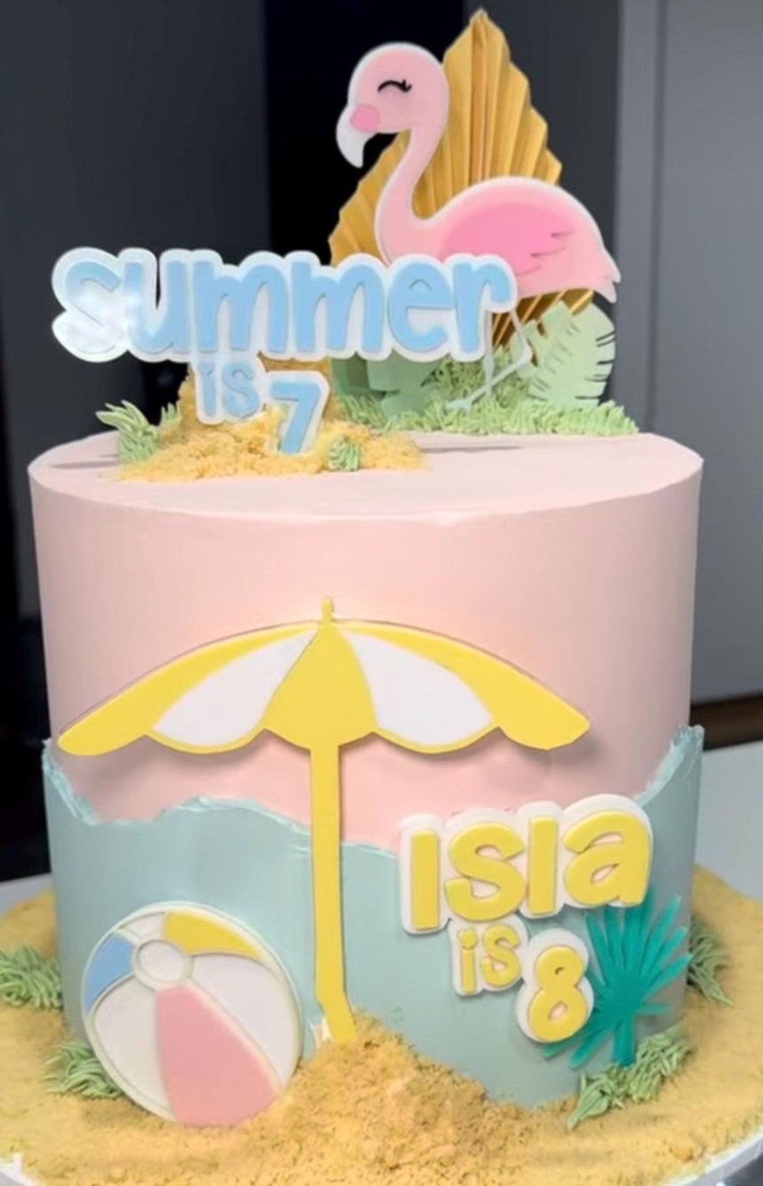 Pool Party Cake Topper, Summer Theme Topper, Flamingo Party, Beach ...