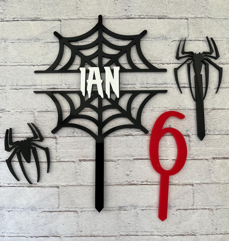 Spider Web Cake Topper, Spider Party Decor, Superhero Cake Topper, Boys ...