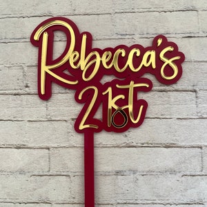 Personalized Acrylic Cake Topper: Custom Name & Age - Etsy