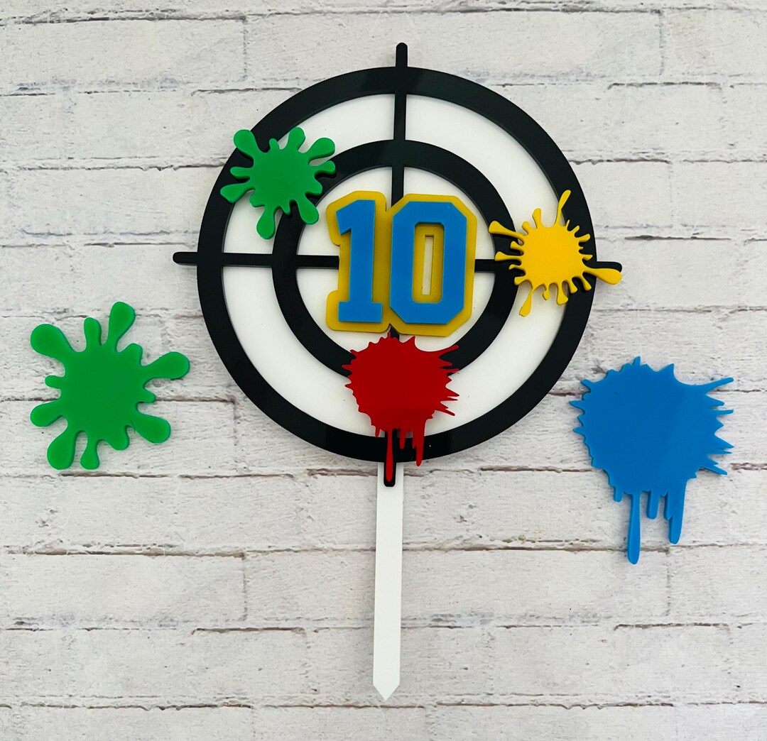 Paintball Cake Topper, Paint Theme Topper, Boys Cake Topper, Paintball ...