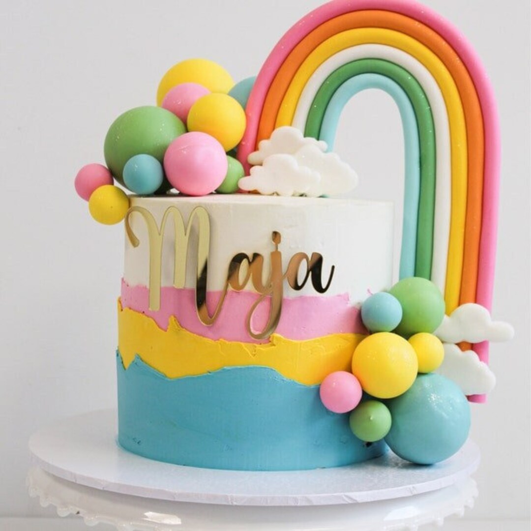 Custom Mirror Acrylic Cake Name Plaque, Front Cake Charm - Etsy