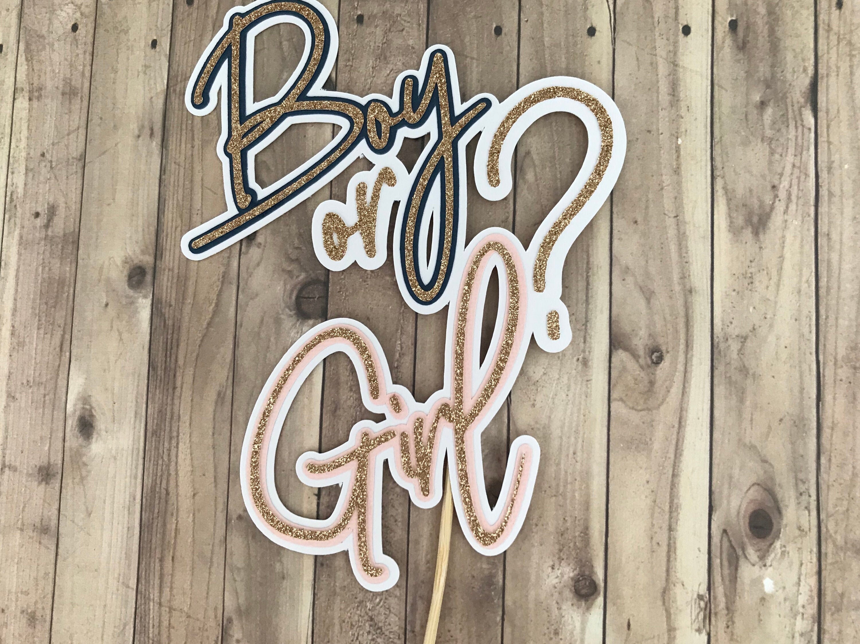 Boy or Girl Cake Topper Gender Reveal Cake Topper Blush and | Etsy