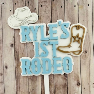 My First Rodeo Cake Topper, Personalised Cowboy Theme, Boys 1st Cake ...