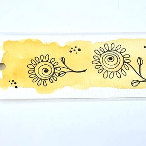 Yellow Bookmarks, Set 2, Doodle Cute Bookmarks, Watercolor Under Pen ...