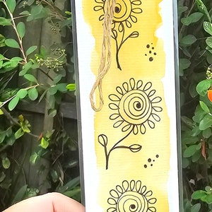 Yellow Bookmarks, Set 2, Doodle Cute Bookmarks, Watercolor Under Pen ...