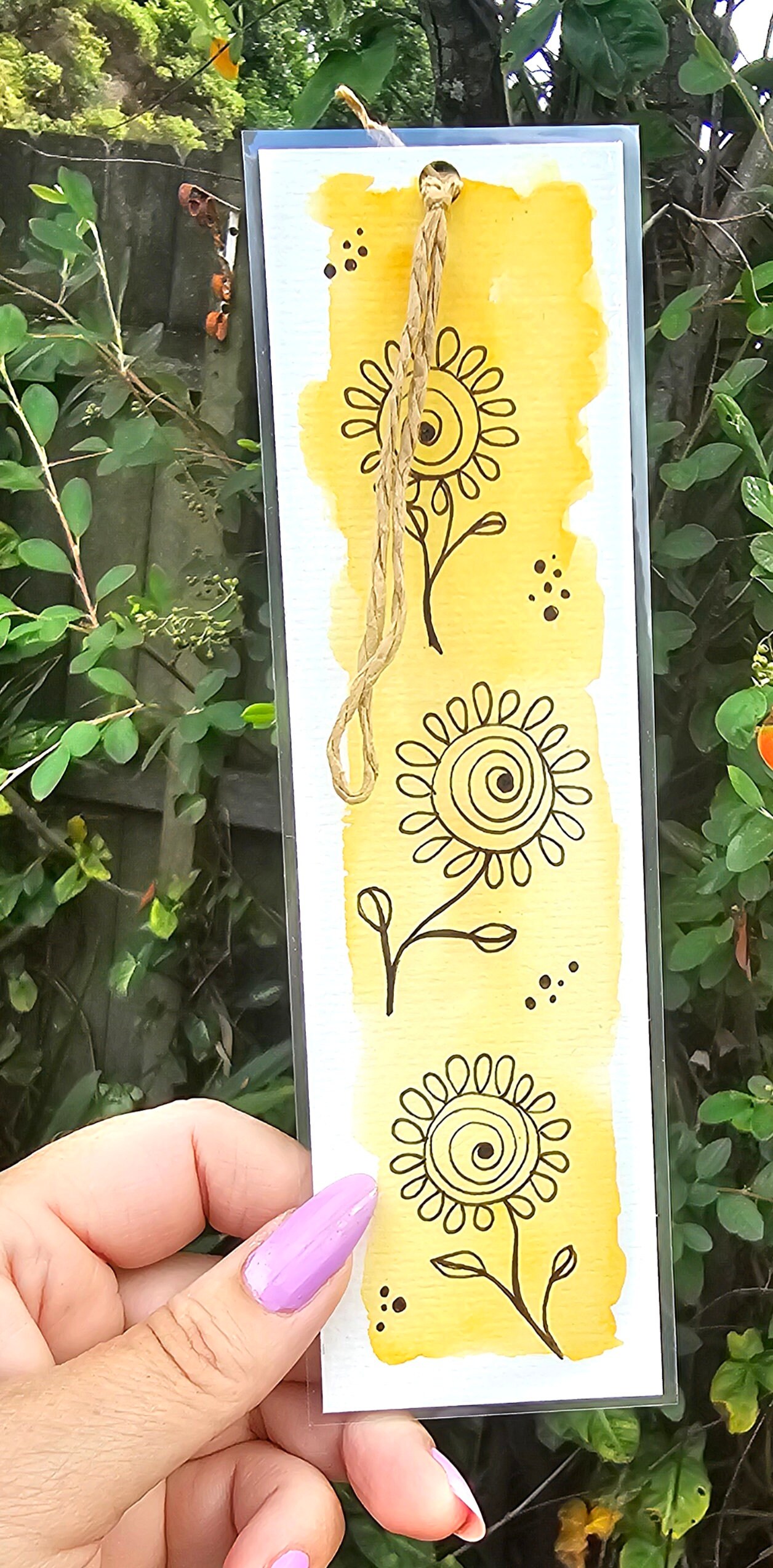 Yellow Bookmarks, Set 2, Doodle Cute Bookmarks, Watercolor Under Pen ...