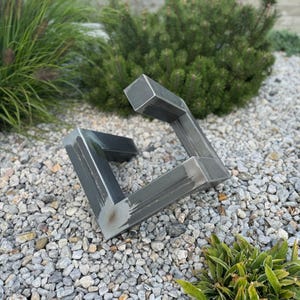 Garden Geometric Metal Sculpture, Modern Geometric Yard Art, Garden Decor Contemporary, Steel ...