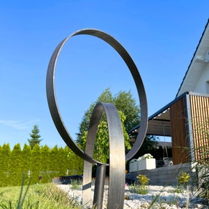 Garden Rusty Sculpture, 28" Tall Outdoor Metal Sculpture, Farmhouse ...