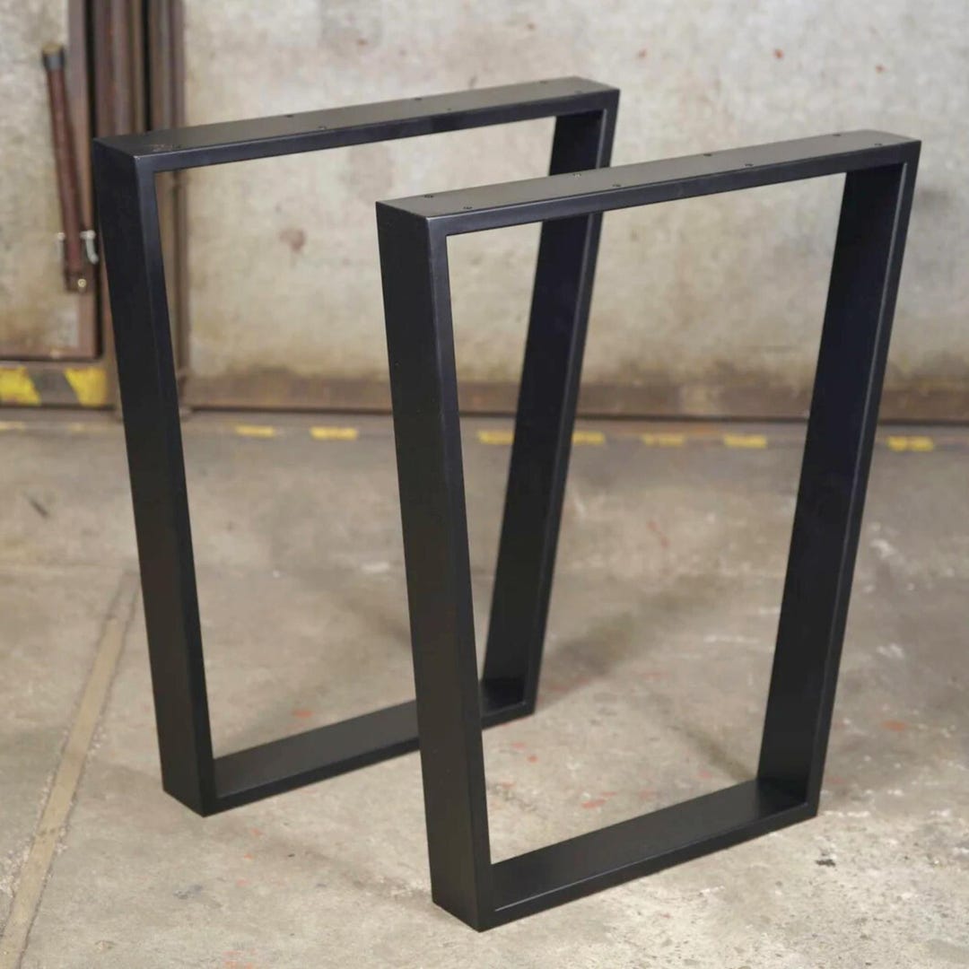 Black Trapezoid Steel Legs for Desk, Trapezoid Metal Table Legs for DIY ...