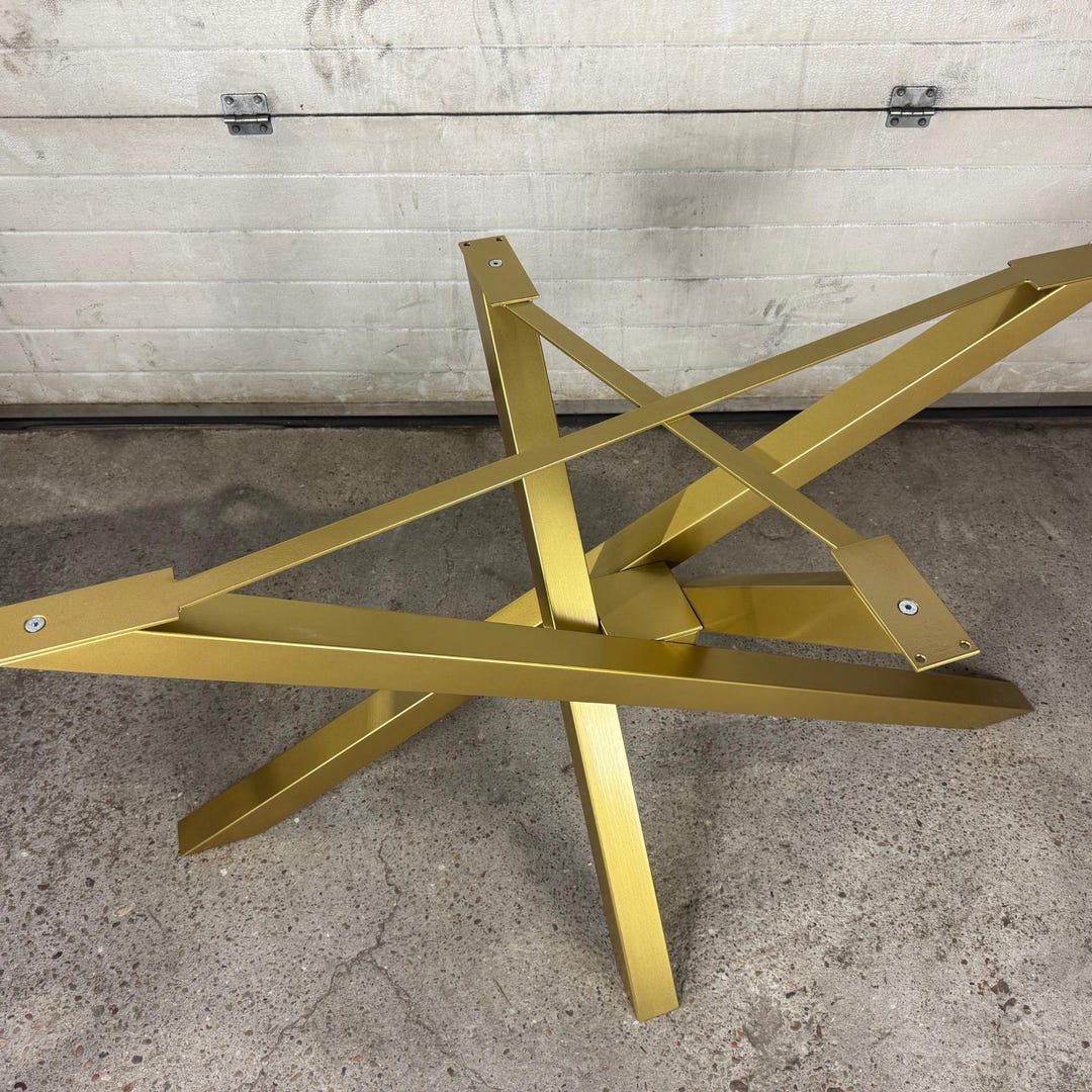 Gold Finish Steel Cross Table Legs, Contemporary Metal Table Base ...