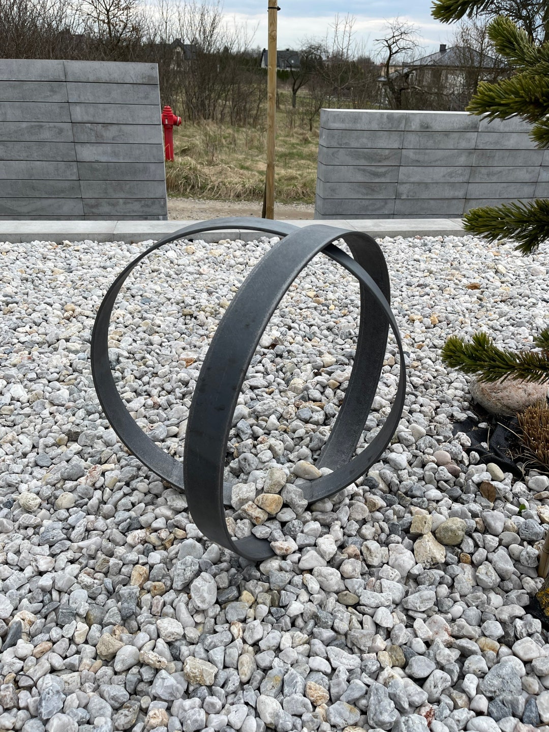 Metal Outdoor Sphere Garden Rings Yard Art Metal Sculpture Outdoor ...