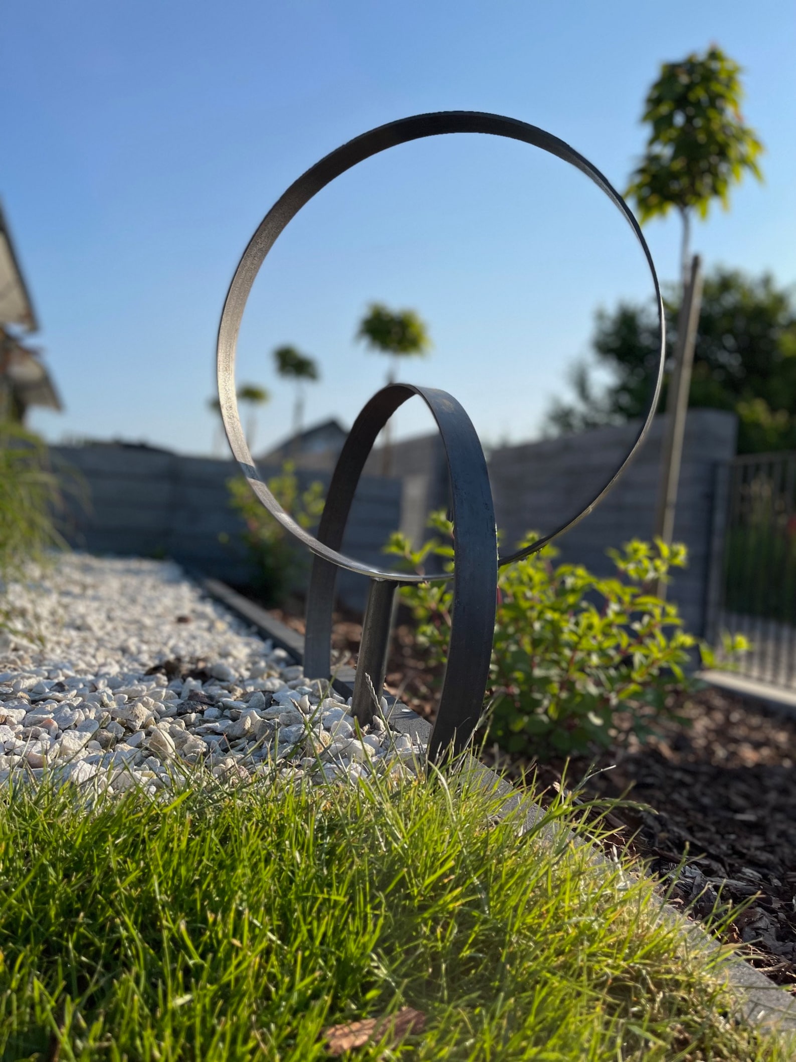 Rusty Outdoor Steel Hoop Sculpture, Garden Sculpture Yard Art Rings ...