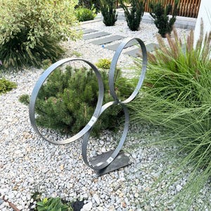 Contemporary Steel Yard Ornament, Garden Metal Decor, Modern Garden ...