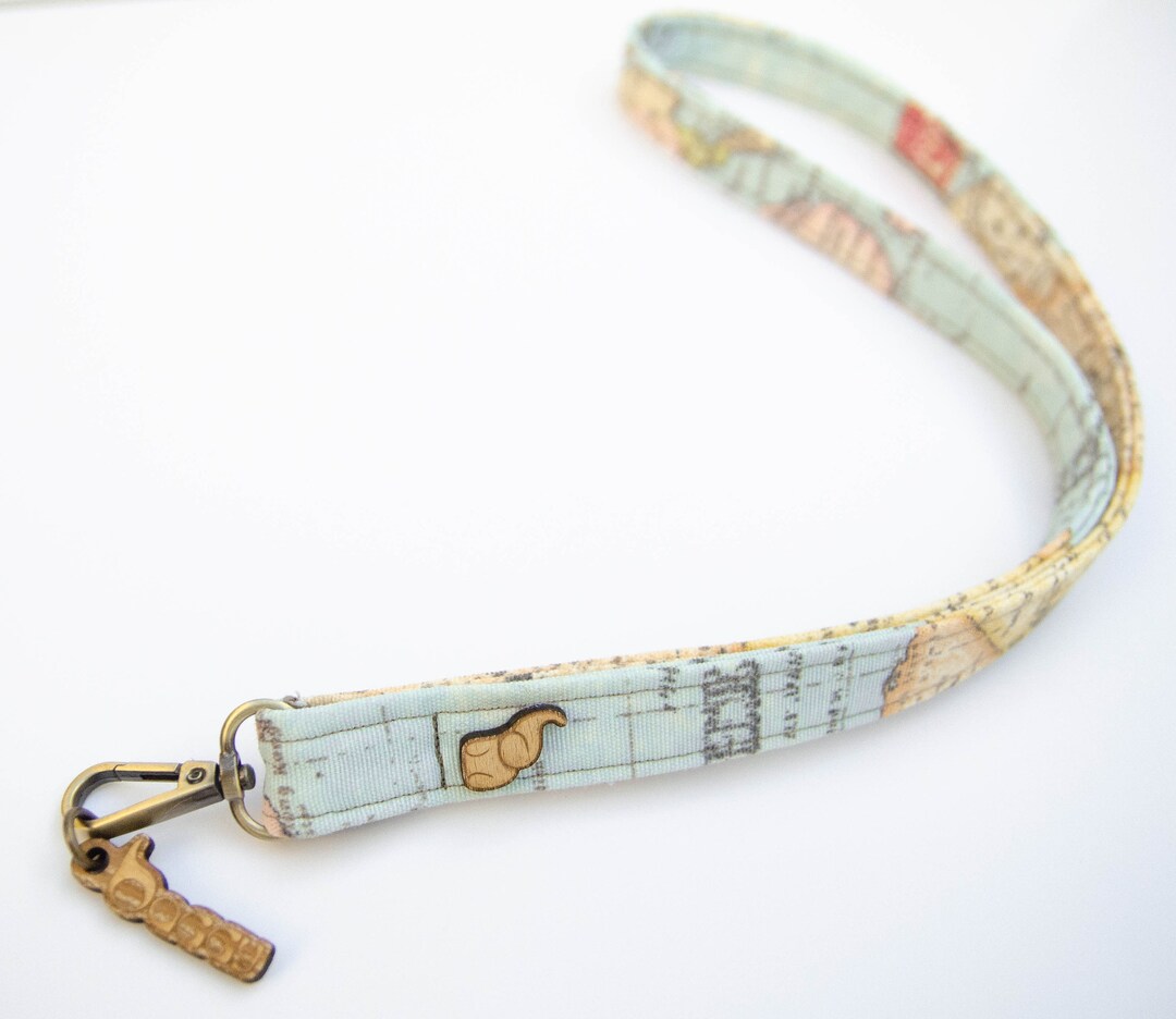 Travel Theme World Map Lanyard . Teachers ID Holder or Badge Holder ...