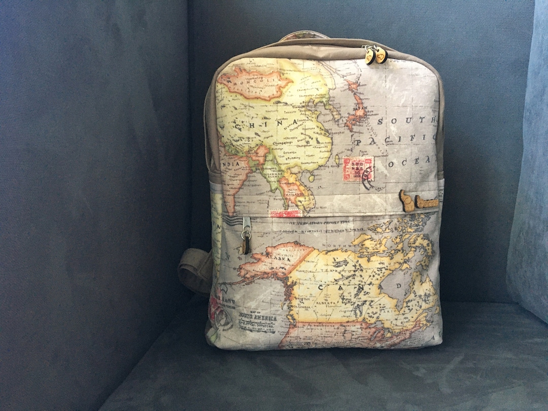 World Map With Countries. World Map Backpack. Earth Map Print Bag ...
