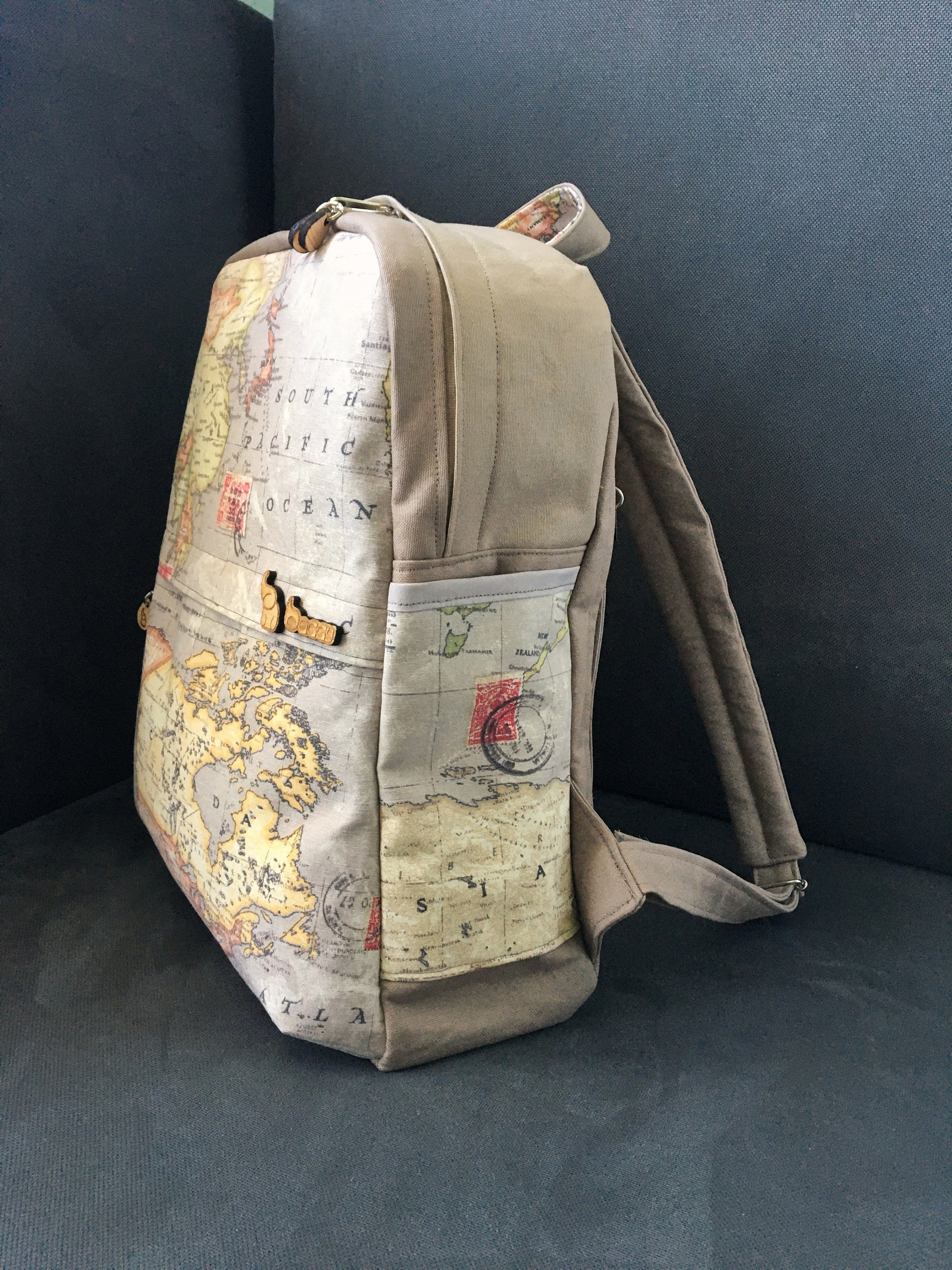 World Map With Countries. World Map Backpack. Earth Map Print Bag ...