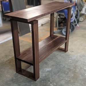 Black Walnut Floating Top Modern Console Table - Custom, Handmade to ...