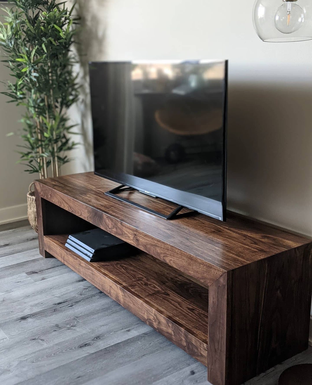 Modern Double Waterfall Console Unit in Black Walnut - Custom, Handmade ...