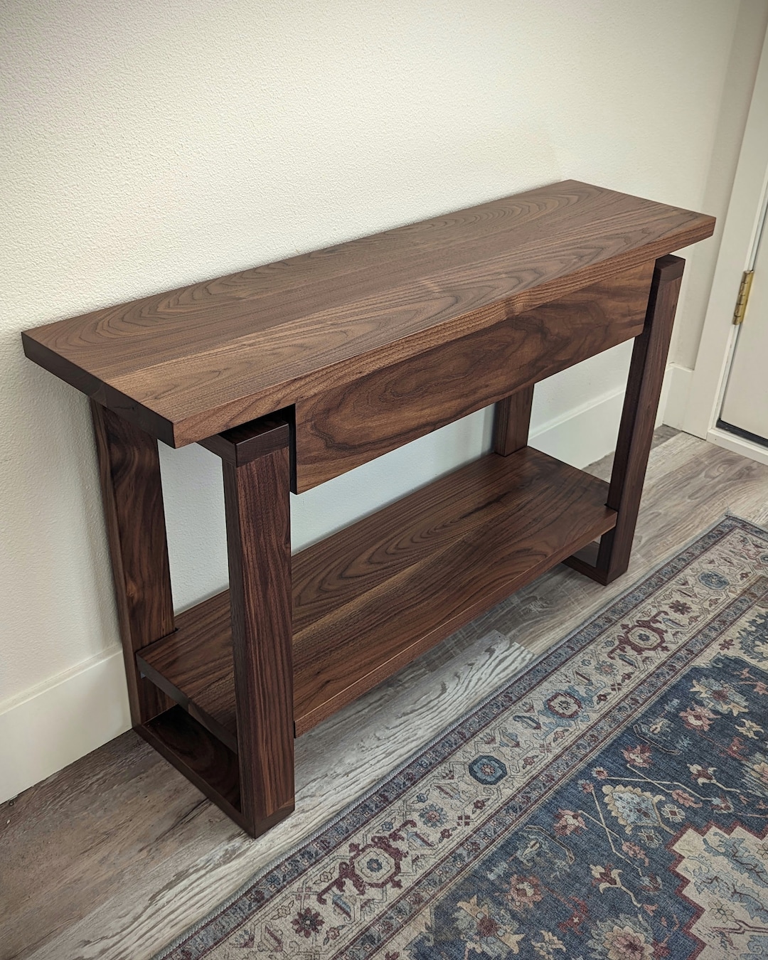 Handmade Black Walnut Console Table: Modern Floating Top With Drawer ...