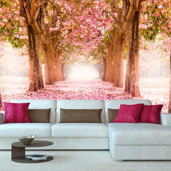 Pink Forest Tree Wallpaper - Etsy