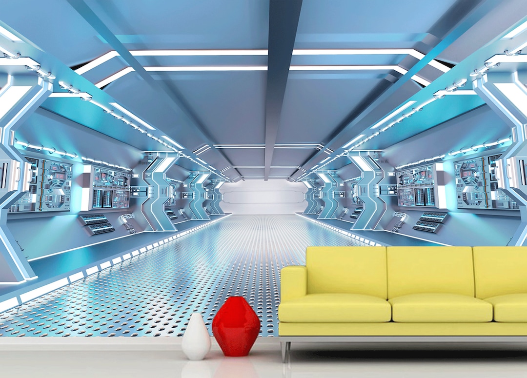 Wall Mural Sci-fi Photo Art Removable Wall Mural Futuristic Spaceship ...