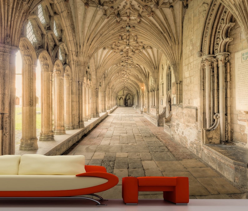 Full Wall Murals Hall of Ancient Gothic Castle Colorful Photo - Etsy