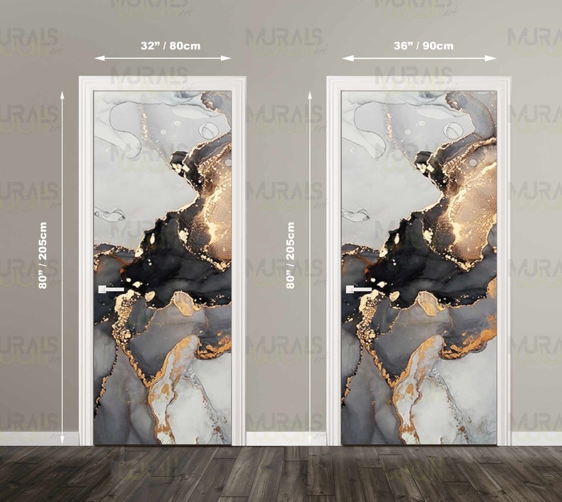 Black Gold Marble Sticker Door Marble Wall Art Self-adhesive - Etsy