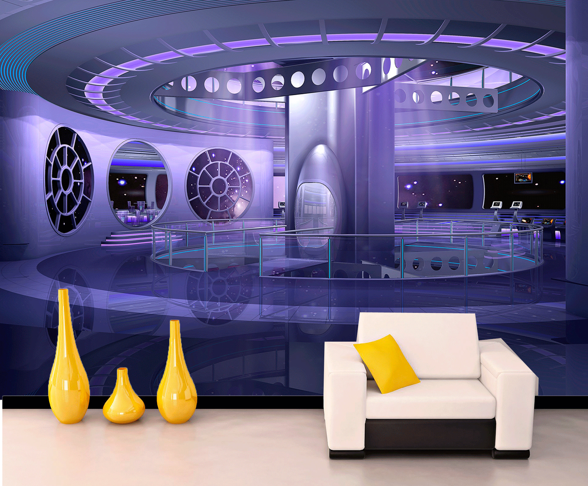 Wall mural sci-fi Futuristic spaceship removable wallpaper | Etsy