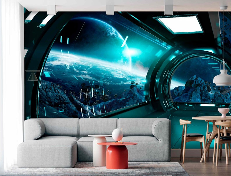 Wall Mural Sci-fi Photo Art Wall Mural Futuristic Spaceship - Etsy