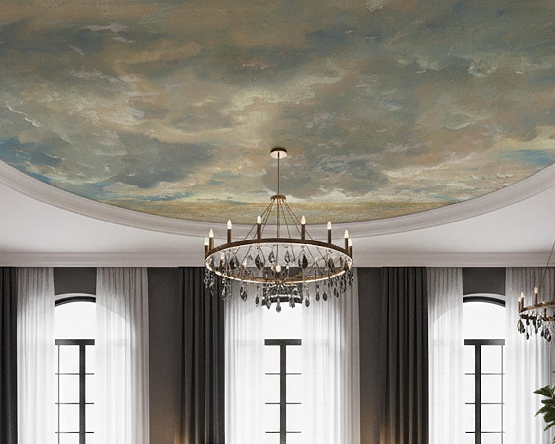 Vintage Cloud Sky Ceiling Mural Classical Painted Clouds Fresco ...